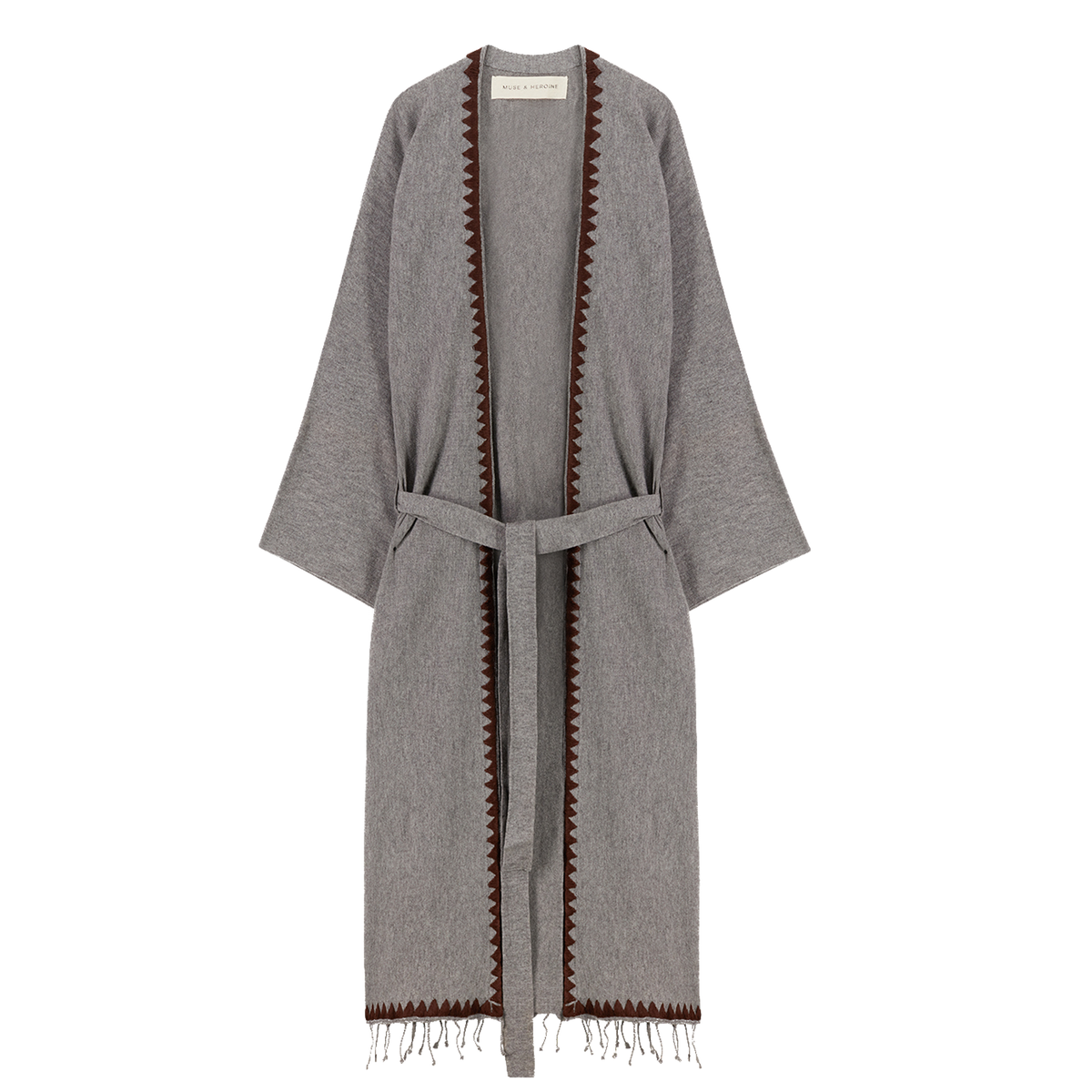 Masterpiece I - LONG CASHMERE Kaftan Robe - Grey/Kaki – Muse & Heroine